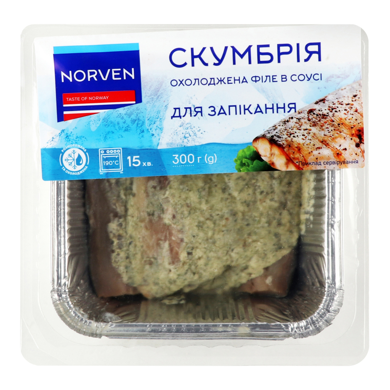 Скумбрия филе в соусе для запекания Norven охл п/у 300г Norven ...
