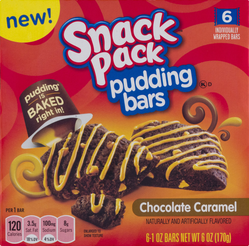 Snack Pack Pudding Bars Chocolate Caramel - 6 CT Snack Pack(27000411902 ...