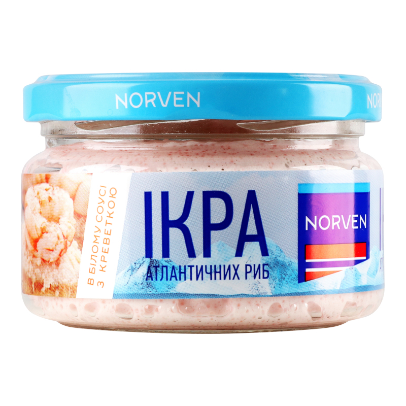 Икра атлантических рыб в белом соусе с креветкой Norven с/б 160г Norven(4820224238173): купить в ...