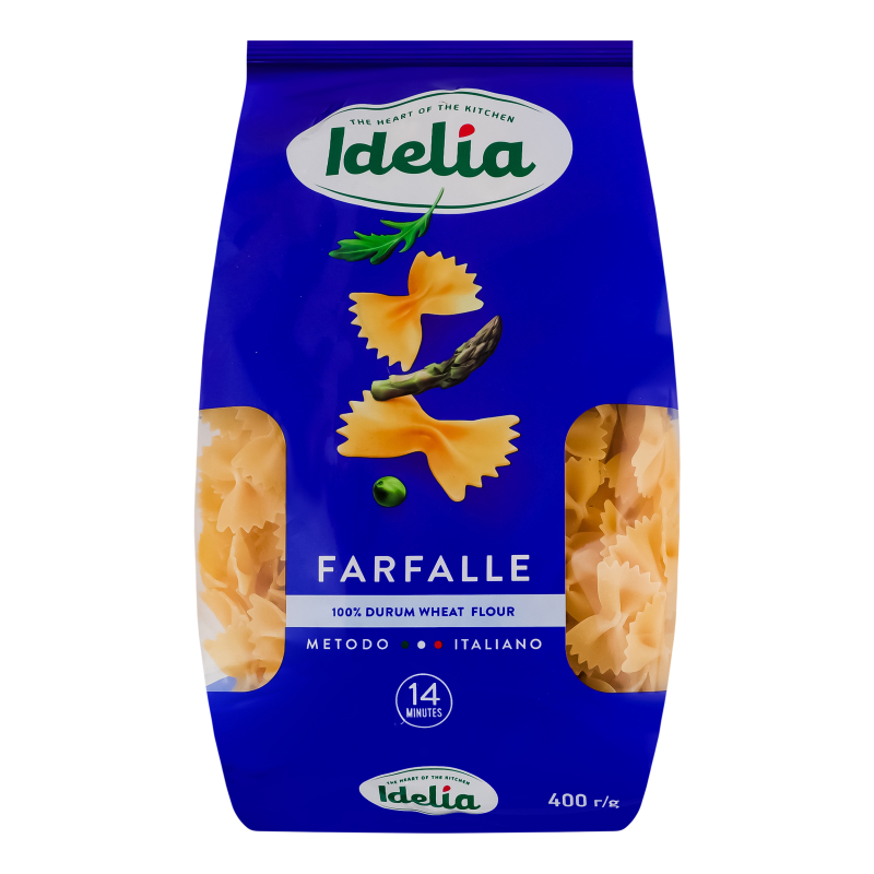 Изделия макаронные группа А класс экстра Бабочки Idelia м/у 400г Idelia ...