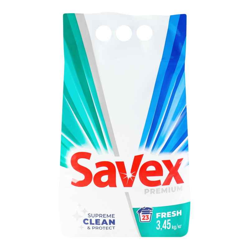 Средство моющее порошкообразное для автоматической и ручной стирки Fresh Premium Savex 3.45кг ...