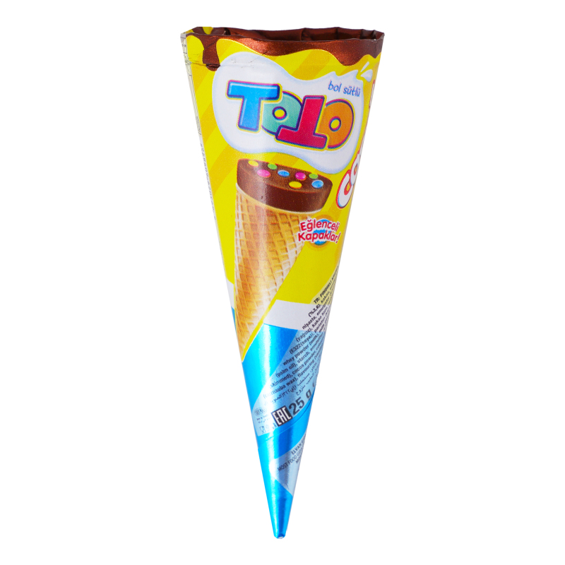 Рожок вафельный с ореховым кремом и цветными драже Cornet Toto м/у 25г ...