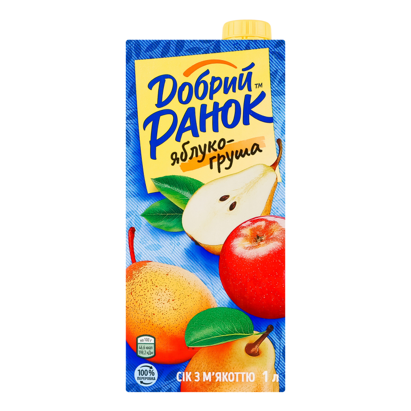 Сок с мякотью стерилизованный Яблоко-груша Добрий Ранок т/п 1л Добрий ...