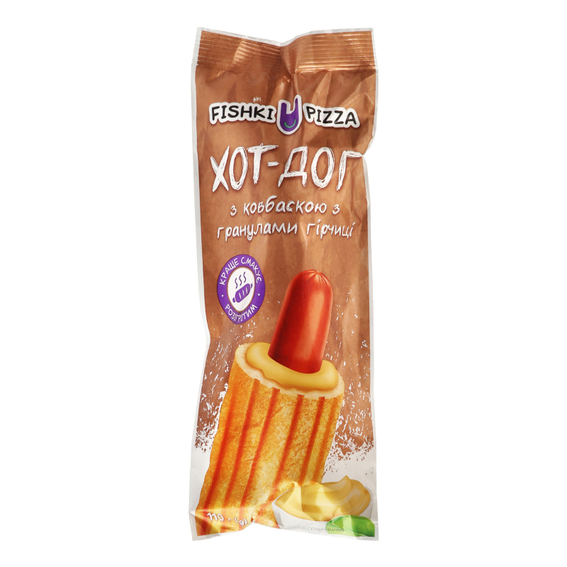 Хот-дог с колбаской с гранулами горчицы Fishki Pizza м/у 110г Fishki Pizza(4820269850286 ...