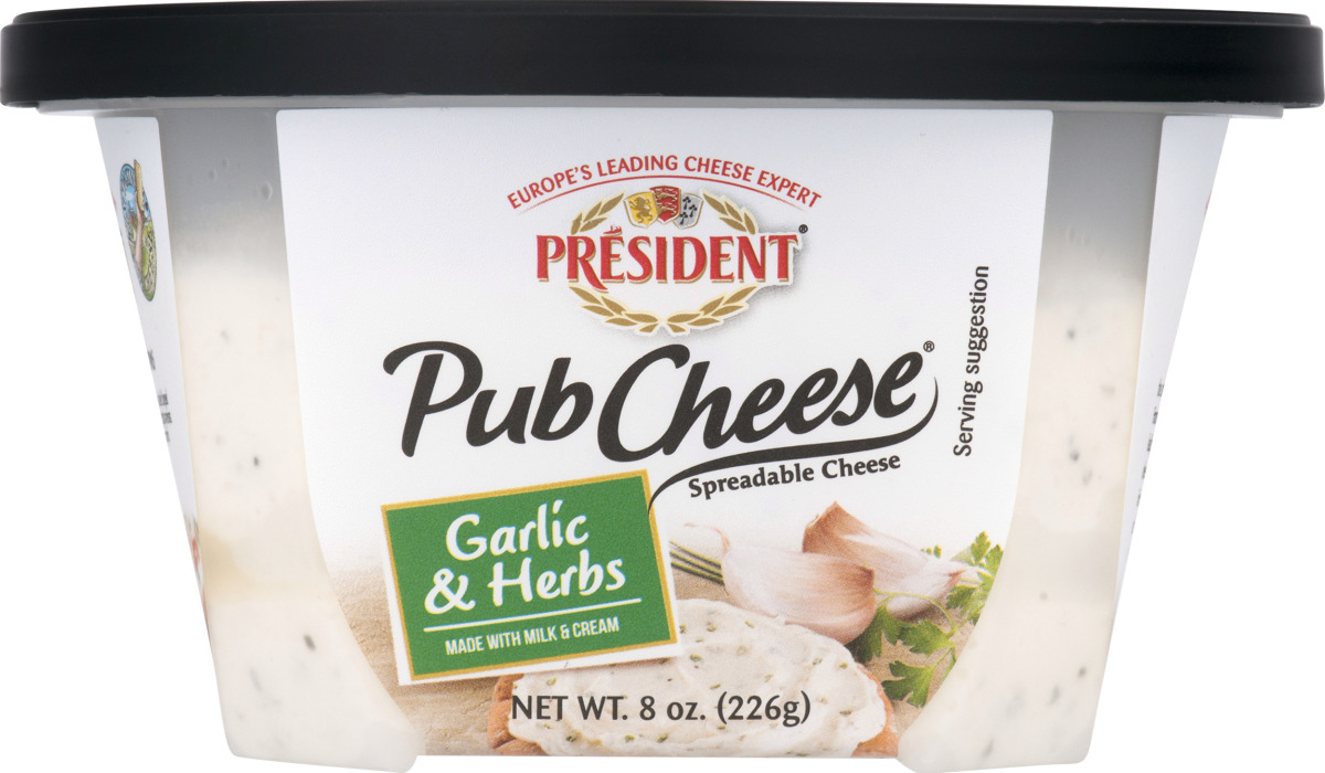 President Pub Cheese Spreadable Cheese Garlic & Herbs President Cheese ...