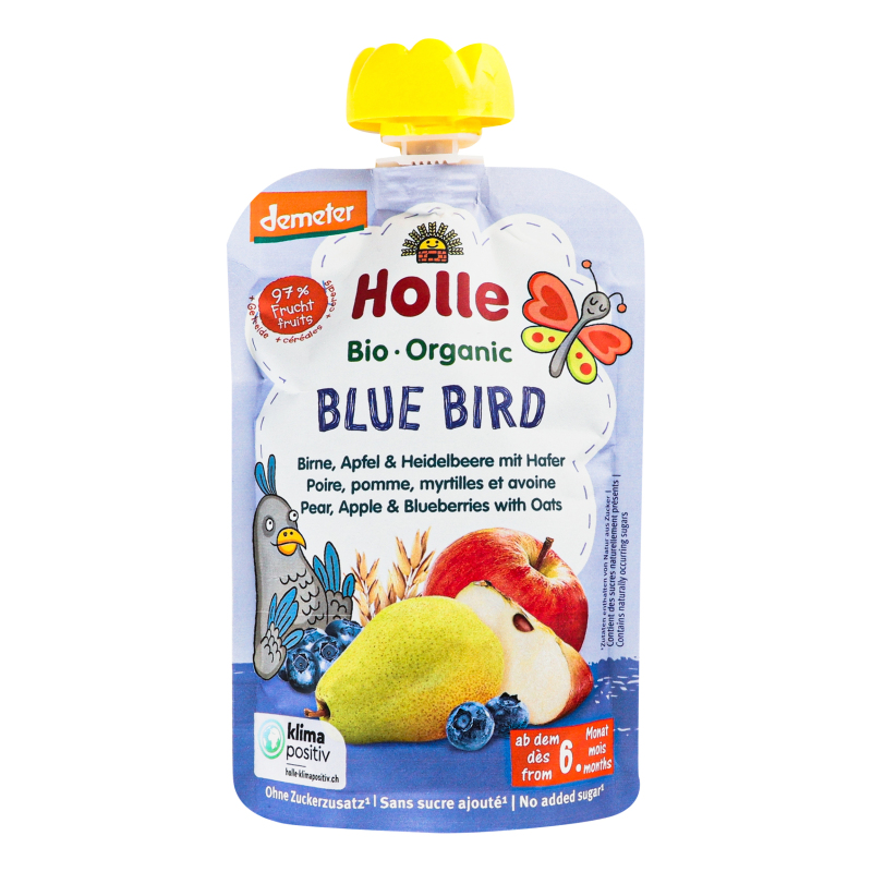 Пюре для детей от 6мес Pear Apple&Blueberries with Oats Blue Bird Bio ...