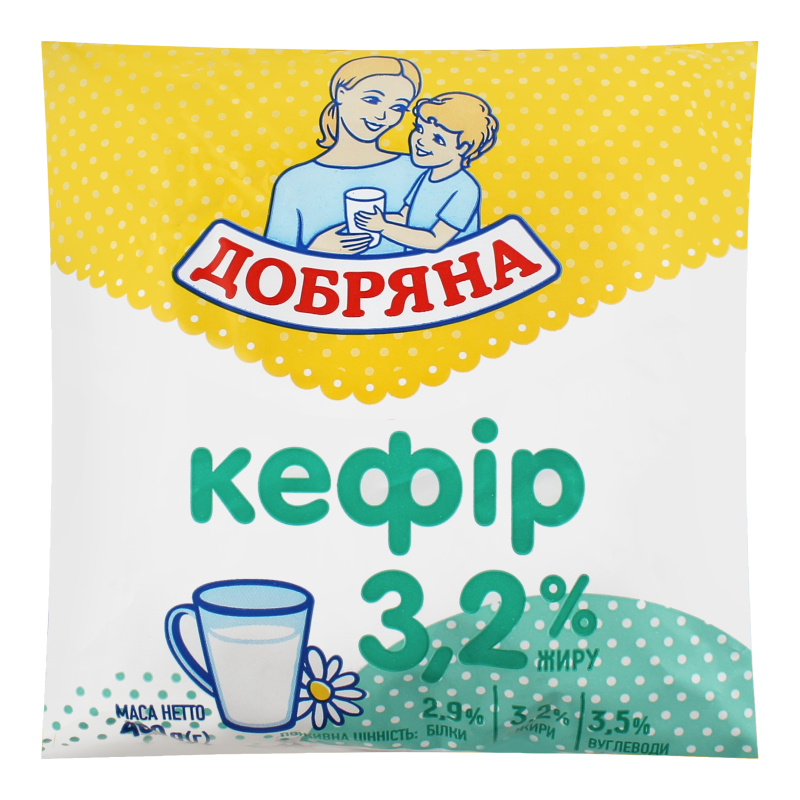Кефир 3.2% Добряна м/у 400г Добряна(4820111649907): купить в интернет ...