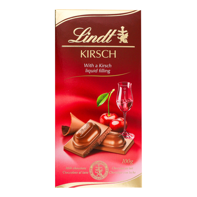 Шоколад молочный с жидкой начинкой с ликером Kirsch Lindt к/у 100г ...