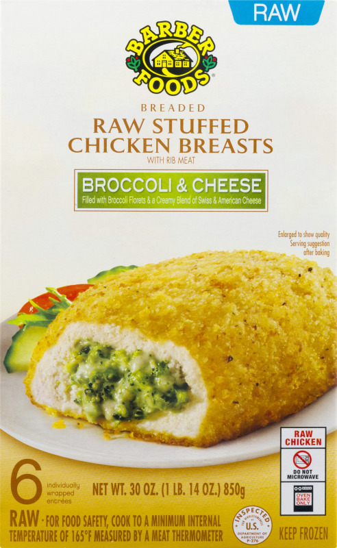 Barber Foods Breaded Raw Stuffed Chicken Breasts Broccoli & Cheese - 6 ...