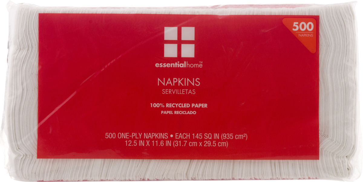 Essential Home Napkins 100% Recycled Paper - 500 CT Essential Home ...