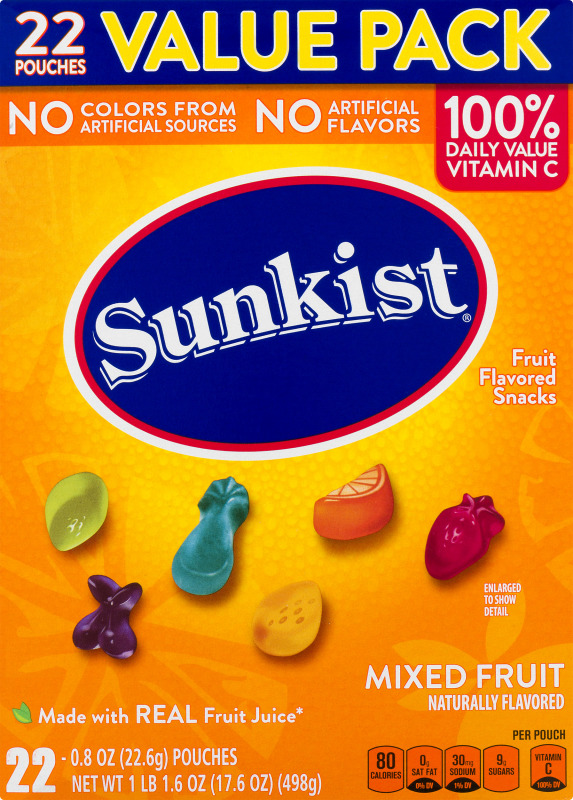 Sunkist Fruit Flavored Snacks Mixed Fruit - 22 CT Sunkist(16000494336 ...