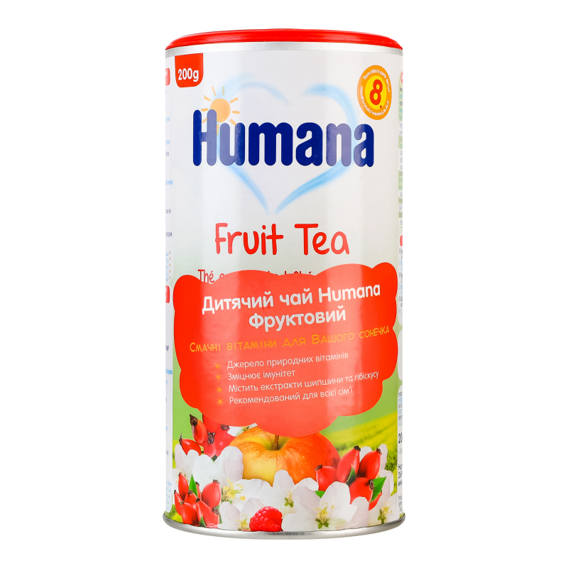 Чай для детей от 8мес растворимый Fruit Tea Humana тубус 200г Humana ...