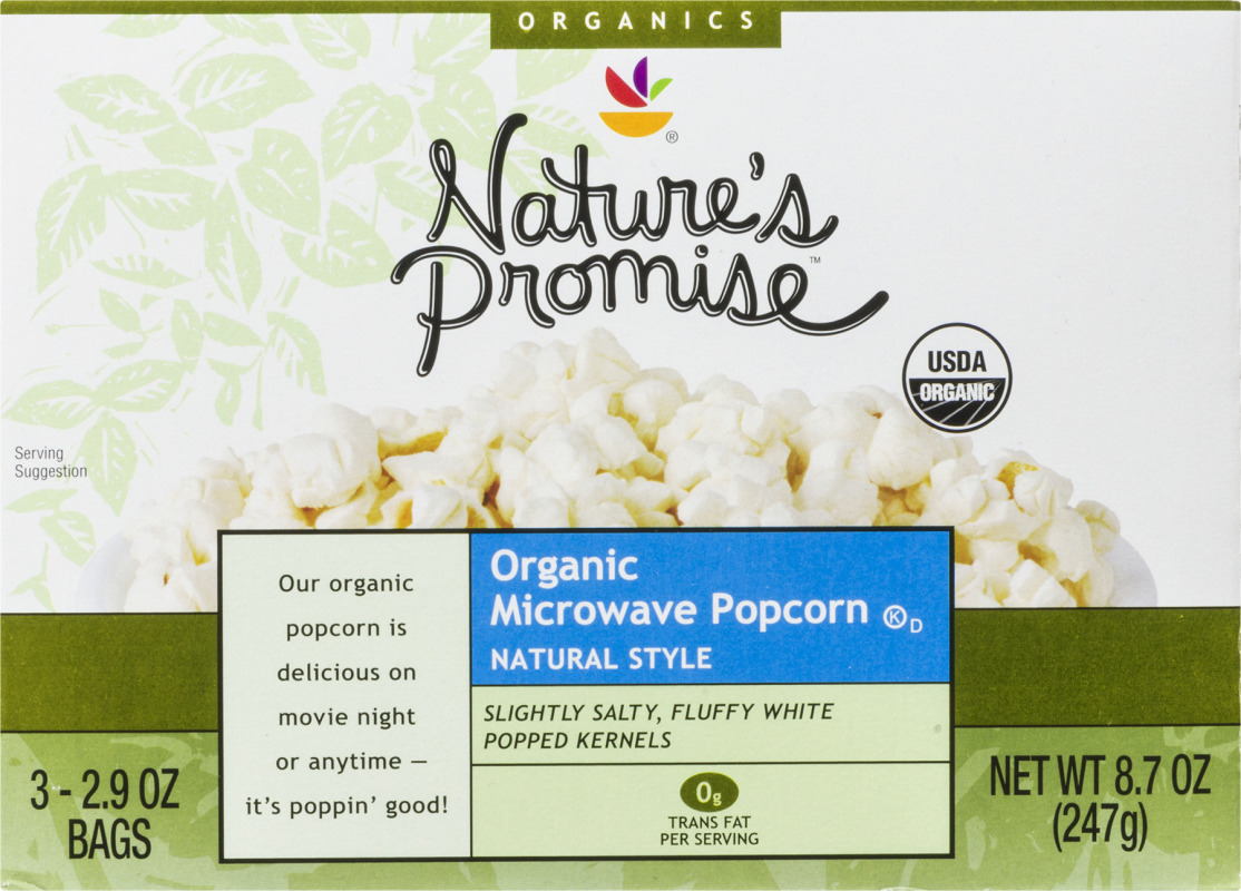 Nature's Promise Organic Microwave Popcorn Bags Natural Style - 3 CT ...