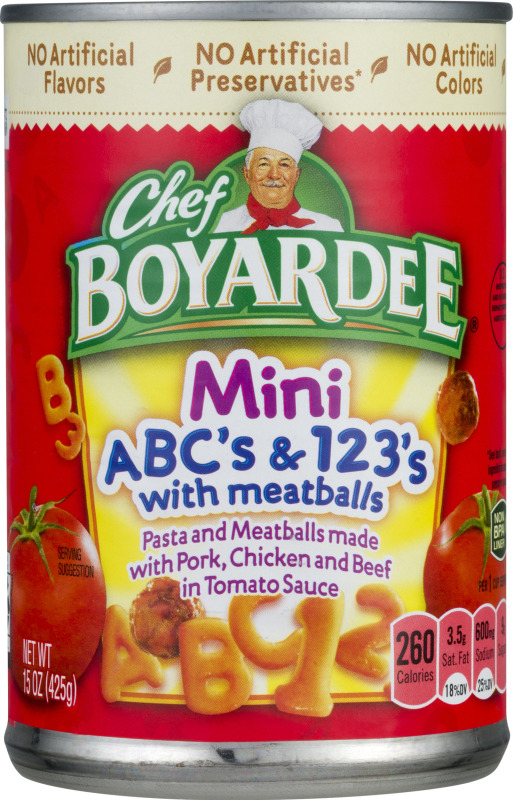 Chef Boyardee Mini ABC's & 123's with Meatballs Chef Boyardee ...