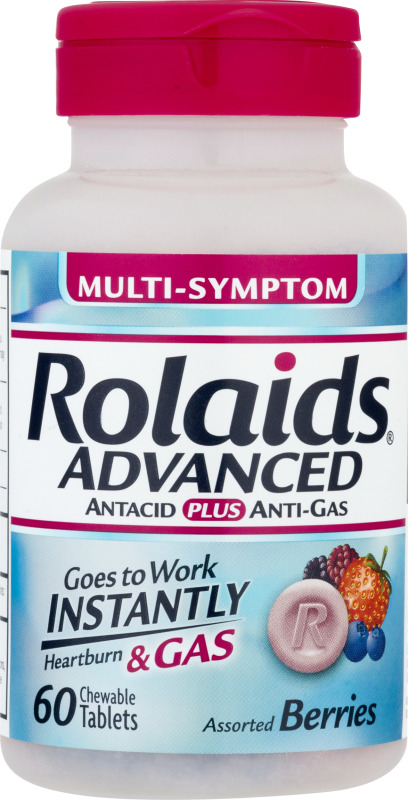 Rolaids Advanced Antacid Plus Anti-Gas Chewable Tablets Mixed Berries ...