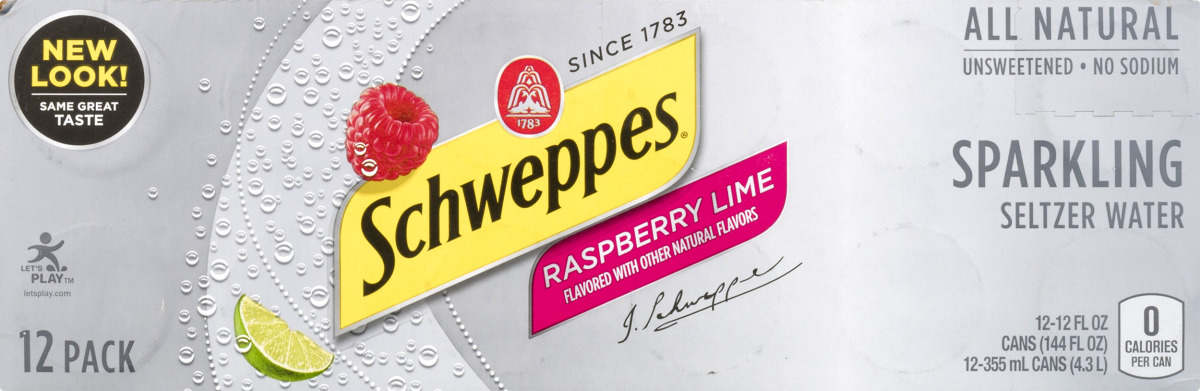 Schweppes Sparkling Seltzer Water Raspberry Lime - 12 PK Schweppes ...
