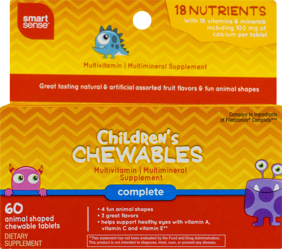 Smart Sense Children's Chewables Complete Multivitamin Animal Shaped ...