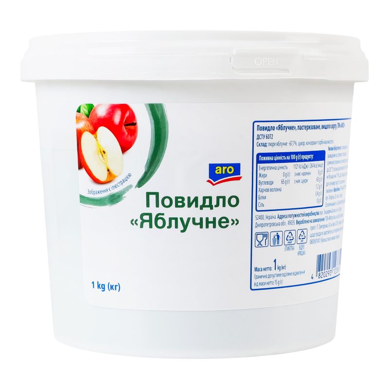 Повидло пастеризоване Яблучне Aro в/с ведро 1кг aro(4820293123851 ...