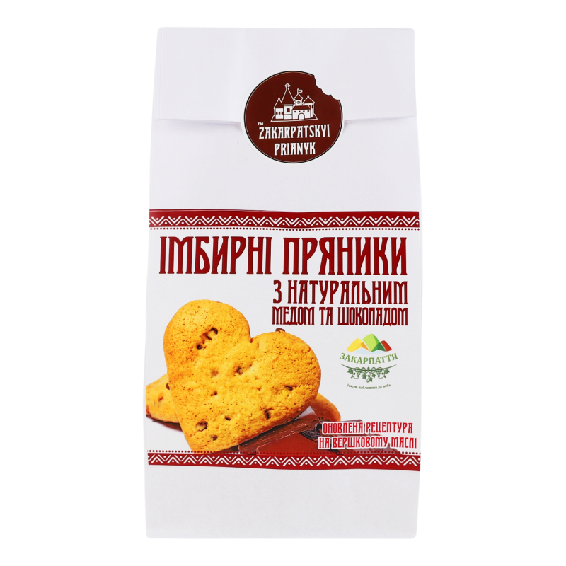 Пряники имбирные С натуральным медом и шоколадом Zakarpatskyi Prianyk м ...
