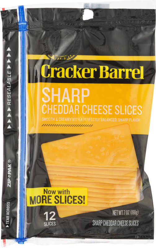 Cracker Barrel Cheddar Cheese Slices Sharp - 12 CT Cracker Barrel ...