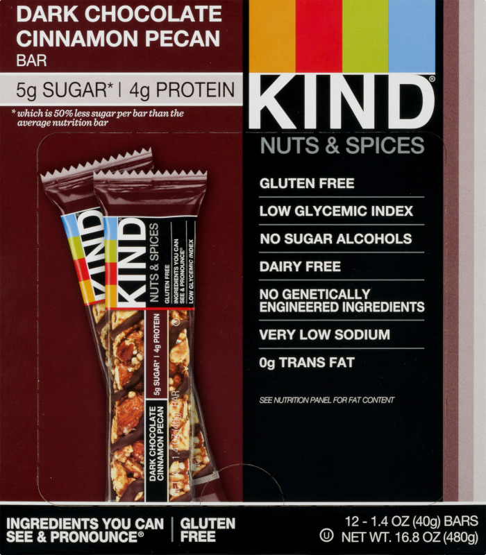 KIND Nuts & Spices Bars Dark Chocolate Cinnamon Pecan - 12 CT KIND ...