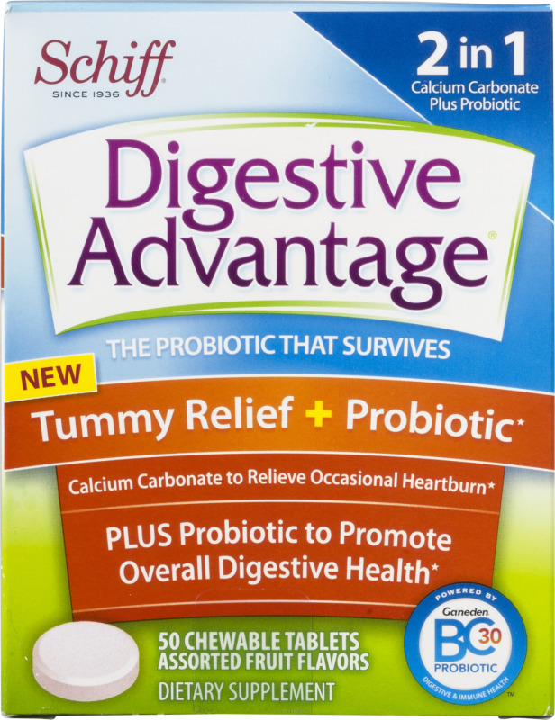 Schiff Digestive Advantage Tummy Relief + Probiotic Chewable Tablets ...