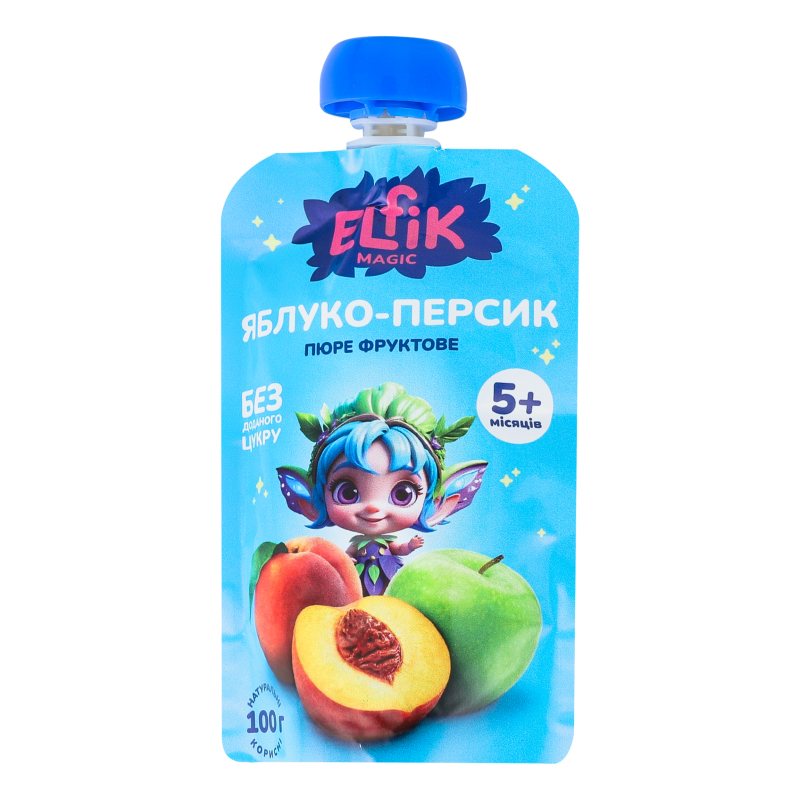 Пюре для детей от 5мес фруктовое Яблоко-персик Elfik Magic д/п 100г Elfik Magic(4820266361129 ...