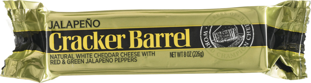 Cracker Barrel Natural White Cheddar Cheese with Red & Green Jalapeno ...