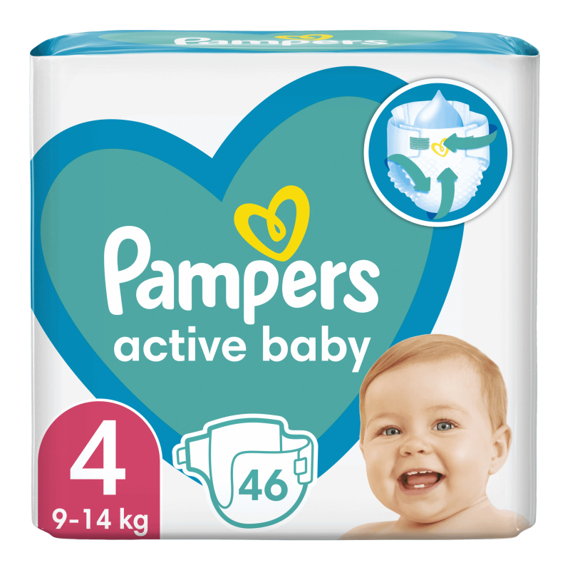 Подгузники для детей 9-14кг 4 Active Baby Pampers 46шт Pampers ...