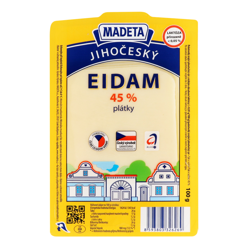 Сыр 45% нарезной Eidam Madeta лоток 0.1кг Madeta(8593803326269): купить ...