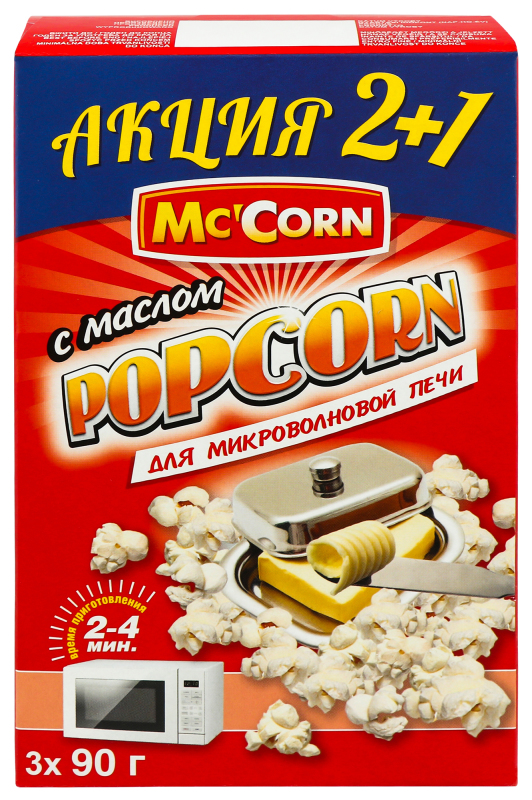 Поп-корн для мікрохвильової печі Mc'Corn к/у 3х90г Mc'Corn ...
