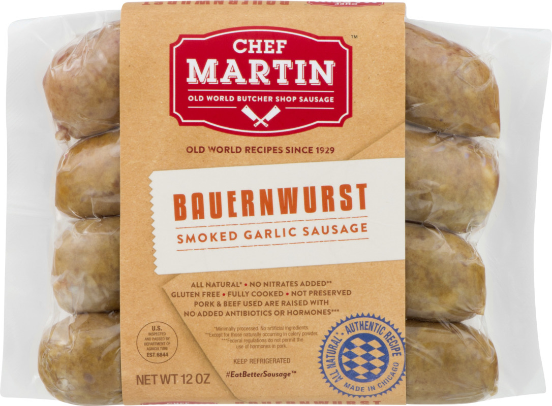 Chef Martin Old World Butcher Shop Sausage Bauernwurst Smoked Garlic ...