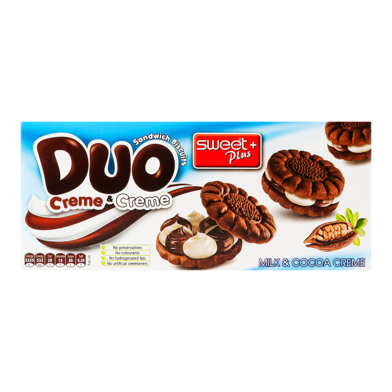 Печенье-сендвич Milk&Cocoa creme Duo Sweet Plus к/у 165г Sweet Plus+ ...