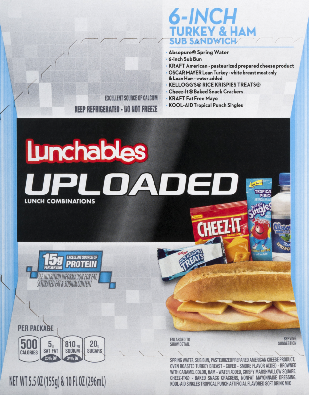 Lunchables Uploaded 6-Inch Turkey & Ham Sub Sandwich Lunchables ...