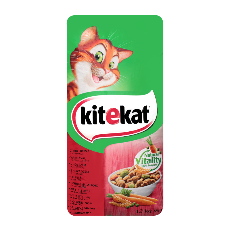 Корм сухой для взрослых кошек с говядиной и овощами KiteKat м/у 12кг ...