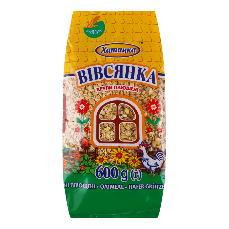 Крупы плющеные Овсянка Хатинка м/у 600г Хатинка(14820174601147): купить ...