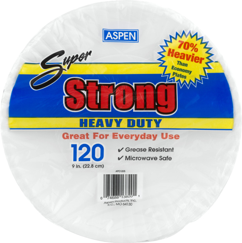 Aspen Super Strong Heavy Duty 9 in.Plates - 120 CT Aspen(74688138201 ...