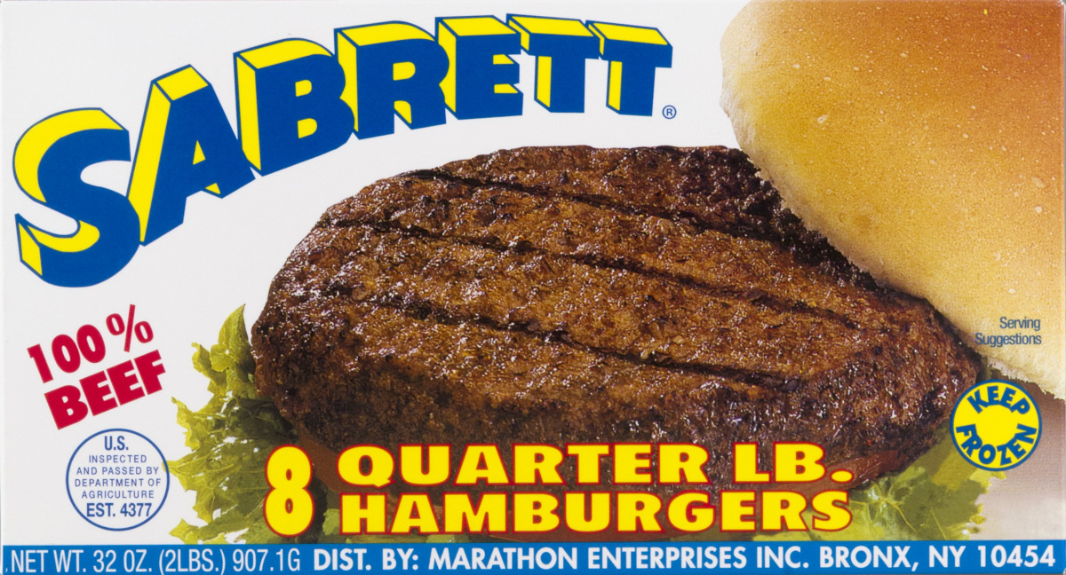 Sabrett 100% Beef Quarter LB. Hamburgers - 8 CT Sabrett(74338009080 ...