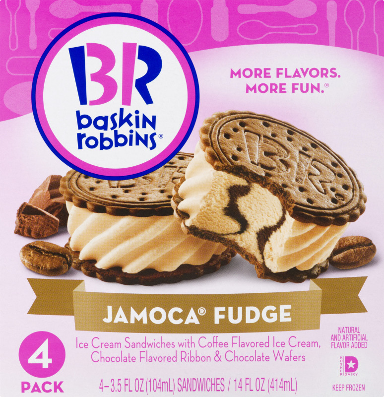 Baskin Robbins Ice Cream Sandwich Jamoca Fudge - 4 PK Baskin Robbins ...