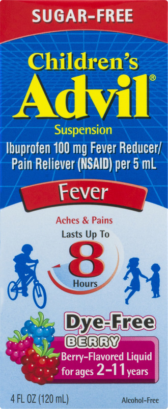 Advil Children's Suspension Fever Reducer/Pain Reliever Berry-Flavored ...