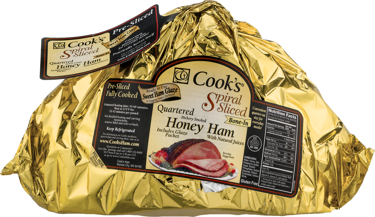 Cook's Quartered Bone-In Hickory Smoked Honey Ham with Glaze Packet ...