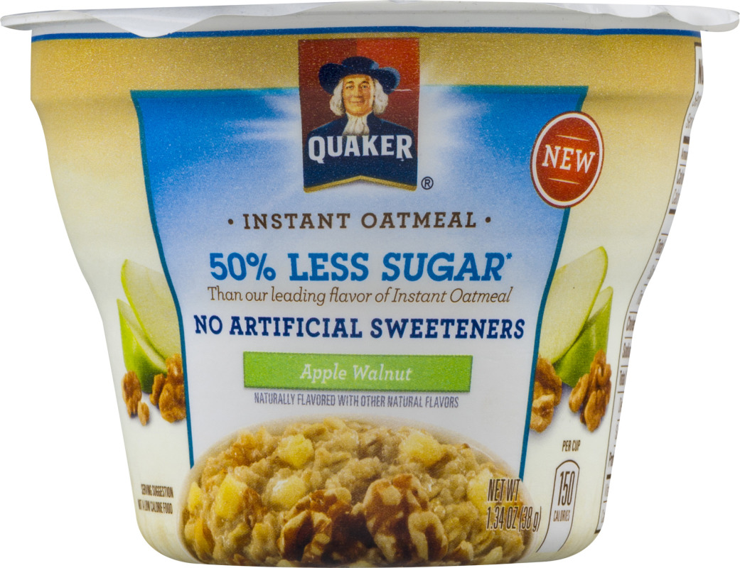 Quaker Instant Oatmeal 50% Less Sugar Apple Walnut Quaker(30000322154 ...