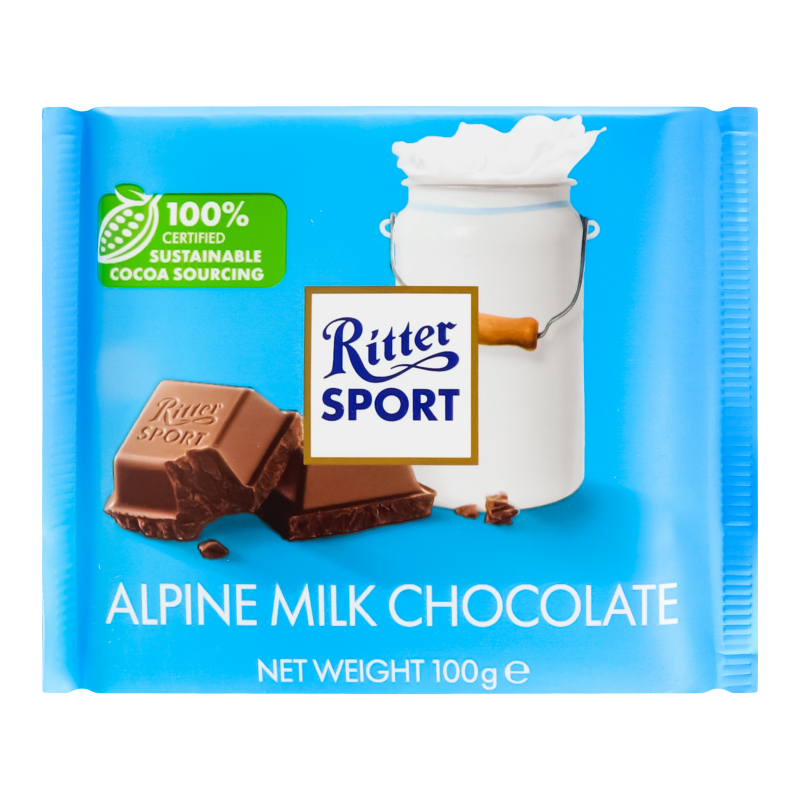 Шоколад молочный с альпийским молоком Alpine Ritter Sport м/у 100г ...