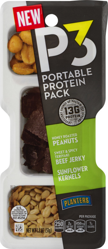 P3 Portable Protein Pack Honey Roasted Peanuts, Beef Jerky, Sunflower ...
