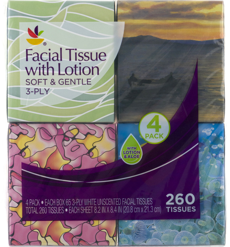 Ahold Facial Tissues Soft & Gentle 3-Ply - 4 PK Ahold(688267161605 ...