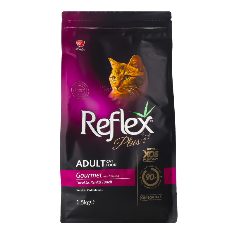 Корм сухий для котів повнораціонний та збалансований з куркою Gourmet Reflex Plus м/у 1.5кг ...