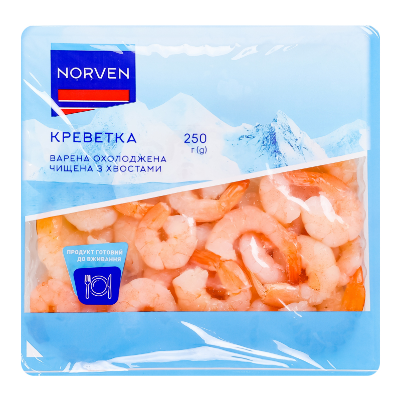 Креветка вареная чищеная Norven с/х охл лоток 250г Norven(4820224235943): купить в интернет ...