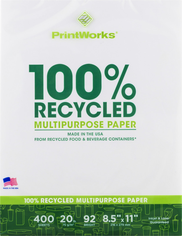 PrintWorks 100% Recycled Multipurpose Paper - 400 Sheets PrintWorks ...