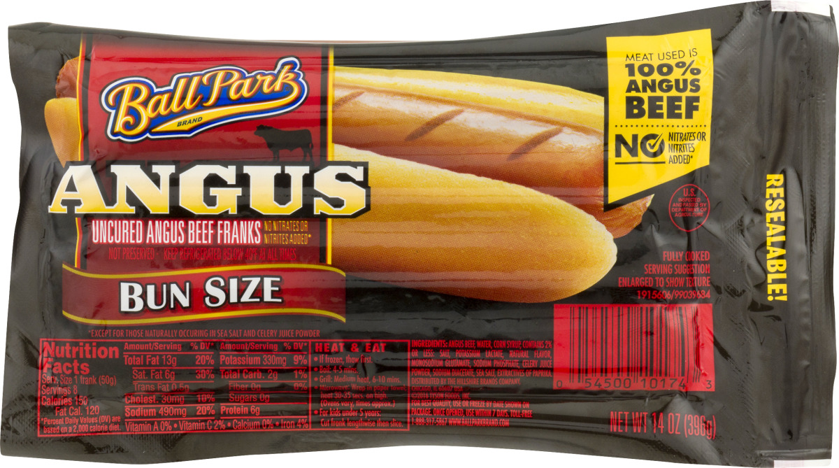 Ball Park Angus Beef Franks Bun Size Ball Park(54500101743): customers ...