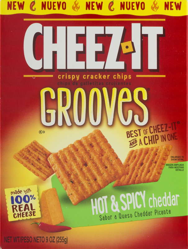 Cheez-It Grooves Crispy Cracker Chips Hot & Spicy Cheddar Cheez-It ...